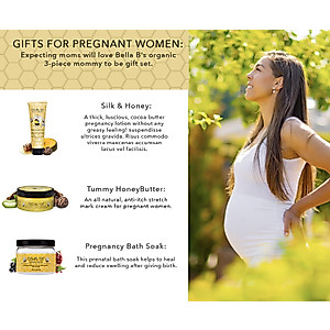 BELLA B 3-Piece Gift Set - Pregnancy Gifts For First Time Moms - Pregnant Mom Gifts - Mom To Be Gifts - Pregnancy Gift Basket - Sitz Bath Soak - Honey Tummy Butter - Silk And Honey Moisturizing Cream