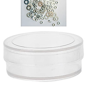 Buachois 50Pcs Plastic Round Transparent Storage Box Stackable Cylindrical Watch Parts Beads Container with Lid Crafts Hardware Jewelry Organizer Display Case