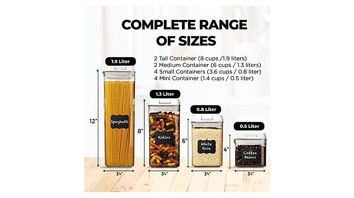 Shazo Airtight Food Storage Containers 12 PC Set for Kitchen Organization