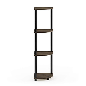 Furinno Turn-N-Tube 4-Tier Corner Display Rack Multipurpose Shelving Unit, Columbia Walnut/Black