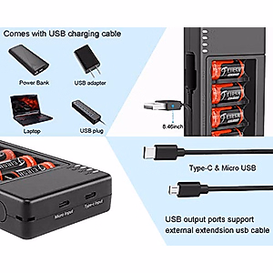 8 Pack Batteries and Charger, 3.7V Batteries for Arlo Wireless Security Cameras VMC3030 VMK3200 VMS3330 3430 3530 and Flashlights