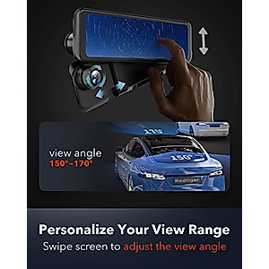 REDTIGER Rear View Mirror Camera 11'' UHD 4K Front and 1080P Rear View Mirror Dual Cameras for Cars,GPS,Parking Monitor,Night Vision,Smart Reverse Parking Assistance,Touchscreen,Free 32 GB Card