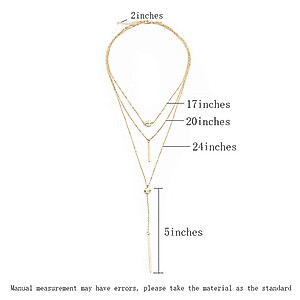 Shegirl Bar Layered Necklace Charm Sequins Necklace Gold Y-Pendant Necklace Fashion Jewelry for Women