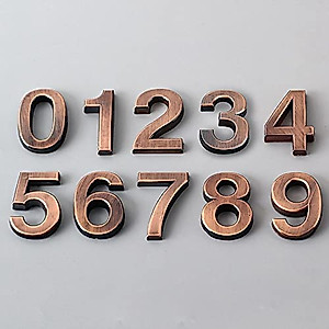 WEISHA 1PC Plastic Number Sticker Bronze Digital Adhesive Plating Digital Sticker Door Address Digits Floor Hotel Number Sticker Plate Sign Wall Decor(1)