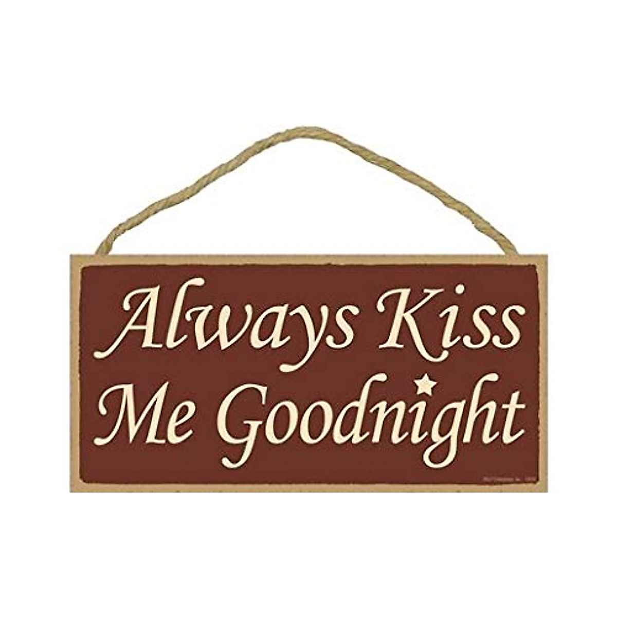 for Always KISS ME Goodnight Brown Primitive Wood Hanging Sign 5" x 10" Area Home & Garden