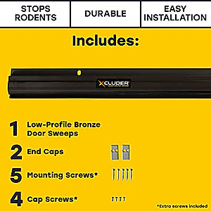 Xcluder 48" Low-Profile Door Sweep, Dark Bronze – Seals Out Rodents & Pests, Enhanced Weather Sealing, Easy to Install; Door Seal Rodent Guard; Rodent Proof