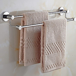 INDYAH Towel Racks，Double Tea Towel Holder for Hanging Over The Kitchen Cupboard Door - Towel Rack - Also Suitable As a Bath Towel Holder - Stainless Steel Wall Mounted