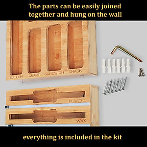 Maxpray Premium Storage Bag Organizer, Foil and plastic Wrap Organizer with Cutter, Kitchen Organizers and Storage Compatible with Gallon, Quart, Sandwich, Snack Bags and 12" Aluminum Foil & Wax Paper