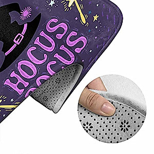 AOYEGO Hocus Pocus Bathroom Rugs Set of 3 Wizard Hat and Magic Sticks Non Slip 31.5X19.7 Inch Soft Absorbent Polyester for Tub Shower Toilet