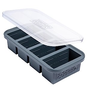 Souper Cubes 1 Cup Silicone Freezer Molds - Soup Cubes Perfect for Storing Broth, Rice, Leftovers and More - Silicone Freezer Trays with Lids for Meal Prep - Charcoal - 1-Pack