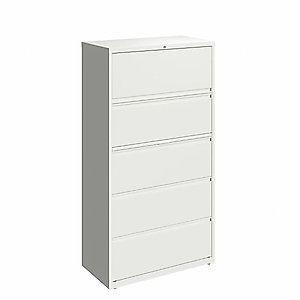 Hirsh 36-in Wide HL10000 Series 5 Drawer Metal Lateral File Cabinet White