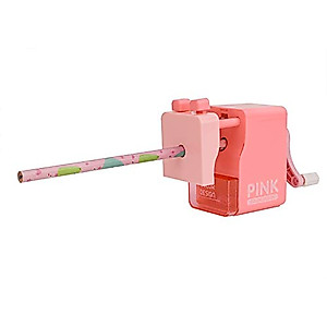 Manual Pencil Sharpener Hand Crank Pencil Sharpener for School,Classroom,Office,Time-Saving and Portable,Kid Friendly(Pink, Manual)