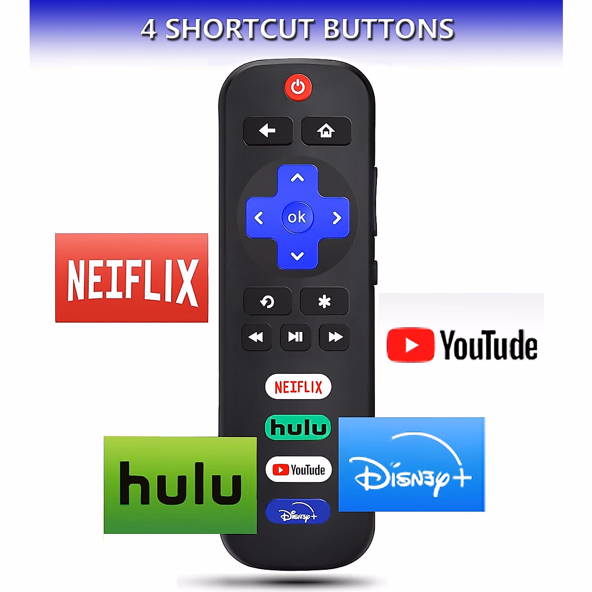 (Pack of 2) Universal Remote Replaced Control Only for Roku TV, MOBKAJUI Remote Compatible for TCL/Hisense/Onn/Sharp/Element/Westinghouse Roku Series TVs, (Not for Roku Stick and Box)