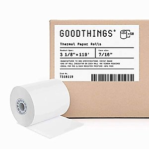 3 1/8" X 119' (50 Rolls) Cash Register Thermal POS Receipt Paper Roll BPA Free for First Data Fd100 Fd200 Fd300 Hypercom T77