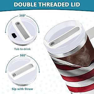 Motorcycle American Flag Vacuum Insulated Tumbler with Handle and Straw Lid for Water, Insulated Tumbler Cups 30 OZ / 0.89 L