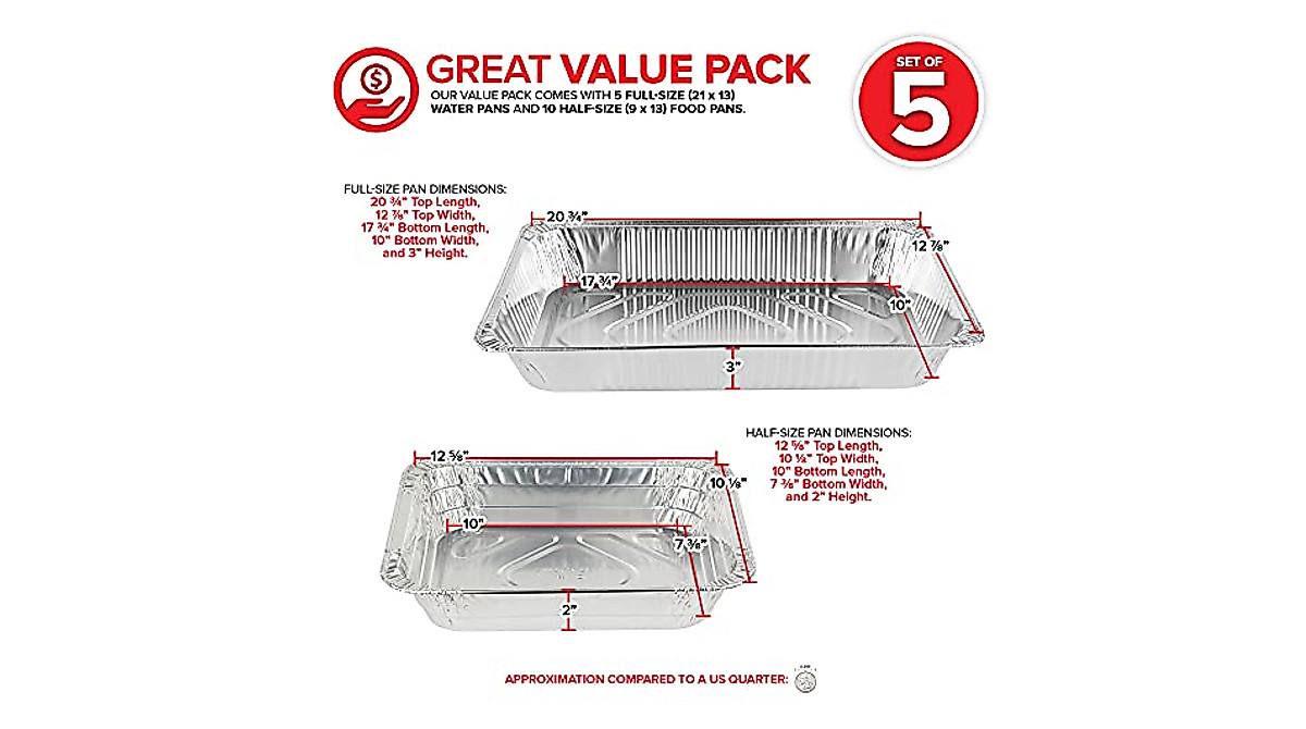 Chafing Dish Buffet Set - 5 Full & 10 Half Aluminum Pans