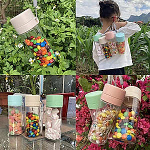 SEAYIN 12oz Kids Small Water Bottle for School Lunch Plastic Reusable Juice Bulk Cute Mini Kawaii Crunch Cups Portable Cereal Refillable Milk Mug for Smoothie Coffee Tea Snacks and Other Drinks Beverage (350ml, 4 pcs)