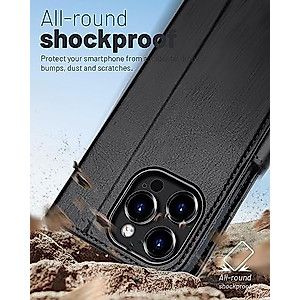 OCASE Compatible with iPhone 15 Pro Wallet Case, PU Leather Flip Folio Case with Card Holders RFID Blocking Kickstand [Shockproof TPU Inner Shell] Phone Cover 6.1 Inch 2023, Black