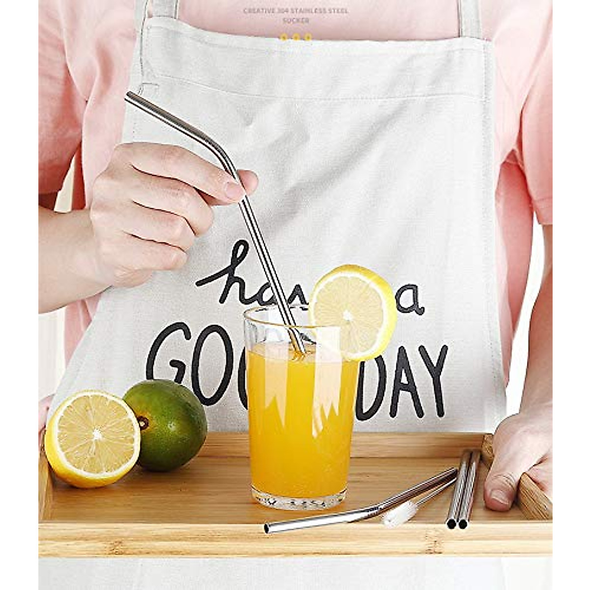 Sunwinc Reusable Metal Straws in Bulk 100 Pieces,8.5'' x 6mm Stainless Steel Straws for 20oz 30oz Tumbler Yeti Cup,Curved Bent Metal Drinking Straws Bulk For Wholesale (100pcs All Bent -8.5" Silver)