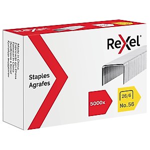 Rexel No.56 26/6 Staples for Standard Staplers, for Stapling Upto 20 Sheets, Use with Desktop Staplers and Pliers, 5000 Count (Pack of 1)
