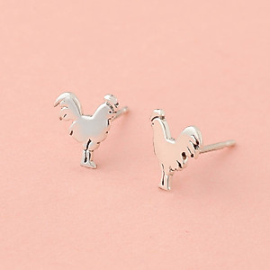 Boma Jewelry Sterling Silver Chicken Rooster Farm Animal Stud Earrings