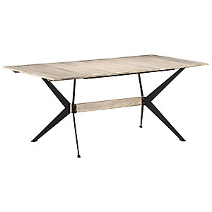 ULUYYUC Dining Table 70.9"x35.4"x29.9" Solid Mango Wood,Multifunctional Party Table Kitchen Tables Living Room Furniture Outdoor Table for Living Room, Kitchen, Backyard, Wedding