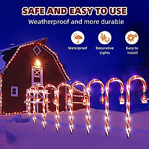 22'' Christmas Decorations Candy Cane Lights, 10pcs Waterproof Outdoor Christmas Lights with 8 Modes for Pathway Yard Lawn Patio Garden Indoor/Outdoor Decorations