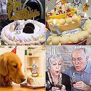 2nd Birthday Candle Two Years Silvery Happy Birthday Number 2 Candles for Cake Topper Decoration for Party Kids Adults Numeral 20 23 12 26 29 21 27 62 25