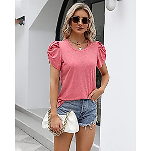 Womens Tops Summer Clothes 2023 Dressy Casual Shirts for Women Twist Tunics Tees to Wear with Leggings Pink Medium