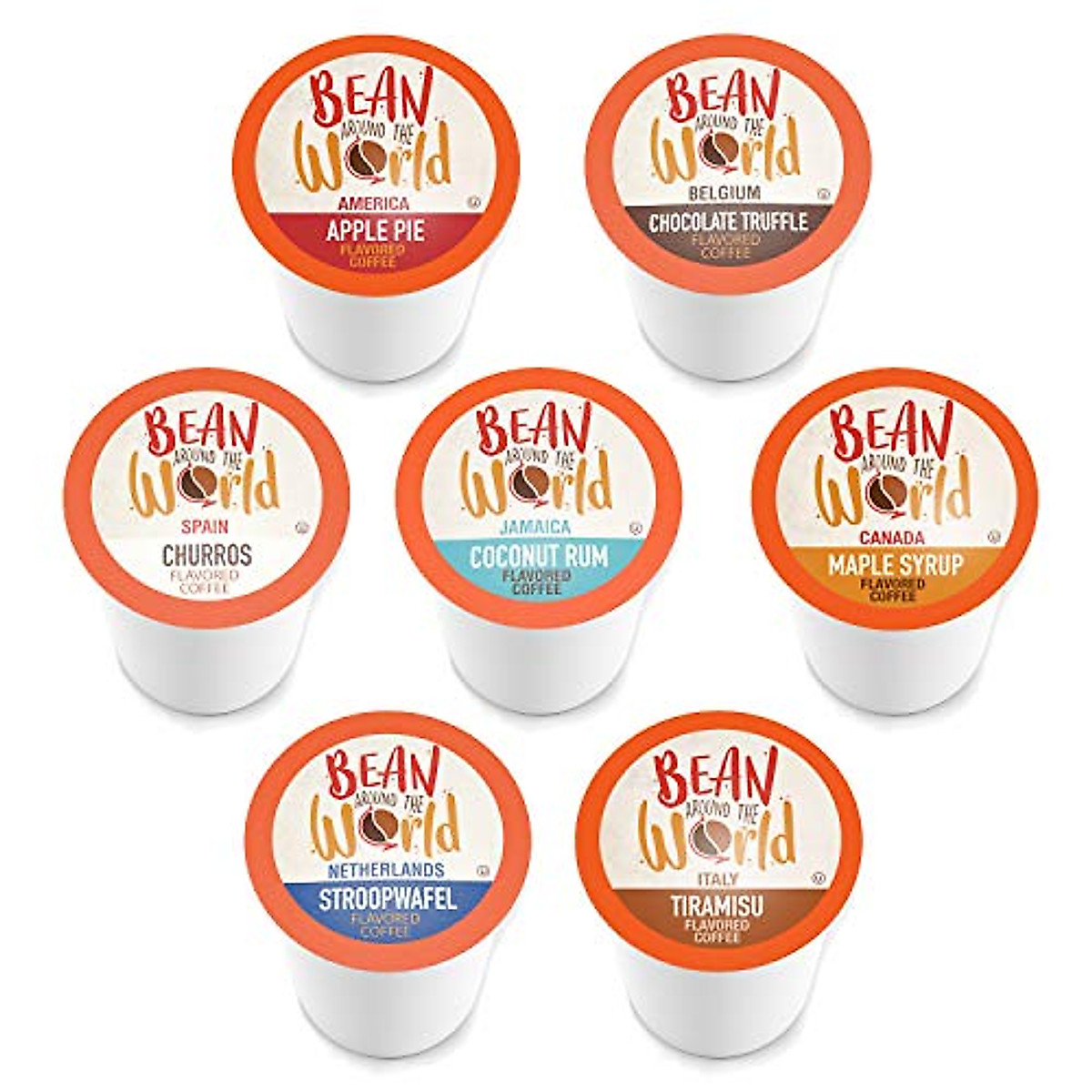 BEAN AROUND THE WORLD Flavored Coffee Compatible With 2.0 Keurig K Cup Brewers, Variety Pack, 40 Count