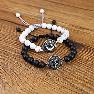 COAI My Sun and Stars Moon of My Life Onyx Howlite Stone Yin Yang Matching Couples Bracelets