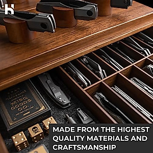 Pocket Knife Display Case – Pocket Knife Case – Knife Cases For Collections – Two-Tier Knife Holder And Knife Display Stand – Pocket Knife Storage Knife Collection Storage Box – The Armory – Walnut