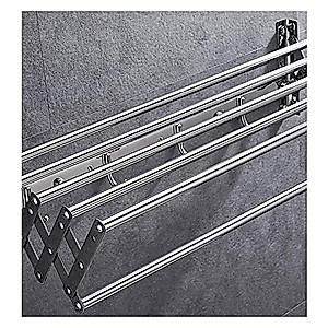 XMCX Clothes Drying Rack Wall Mounted Folding Collapsible Stainless Airer Laundry Dryer Hanger with Towel Hooks for Bedroom Bathroom Space Saver Rail Easy Storage (Size : 50cm)