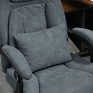 Vinsetto 3D Kneading Massage Office Chair with Reclining, Swivel Fabric Computer Chair with Footrest, Armrest, Gray