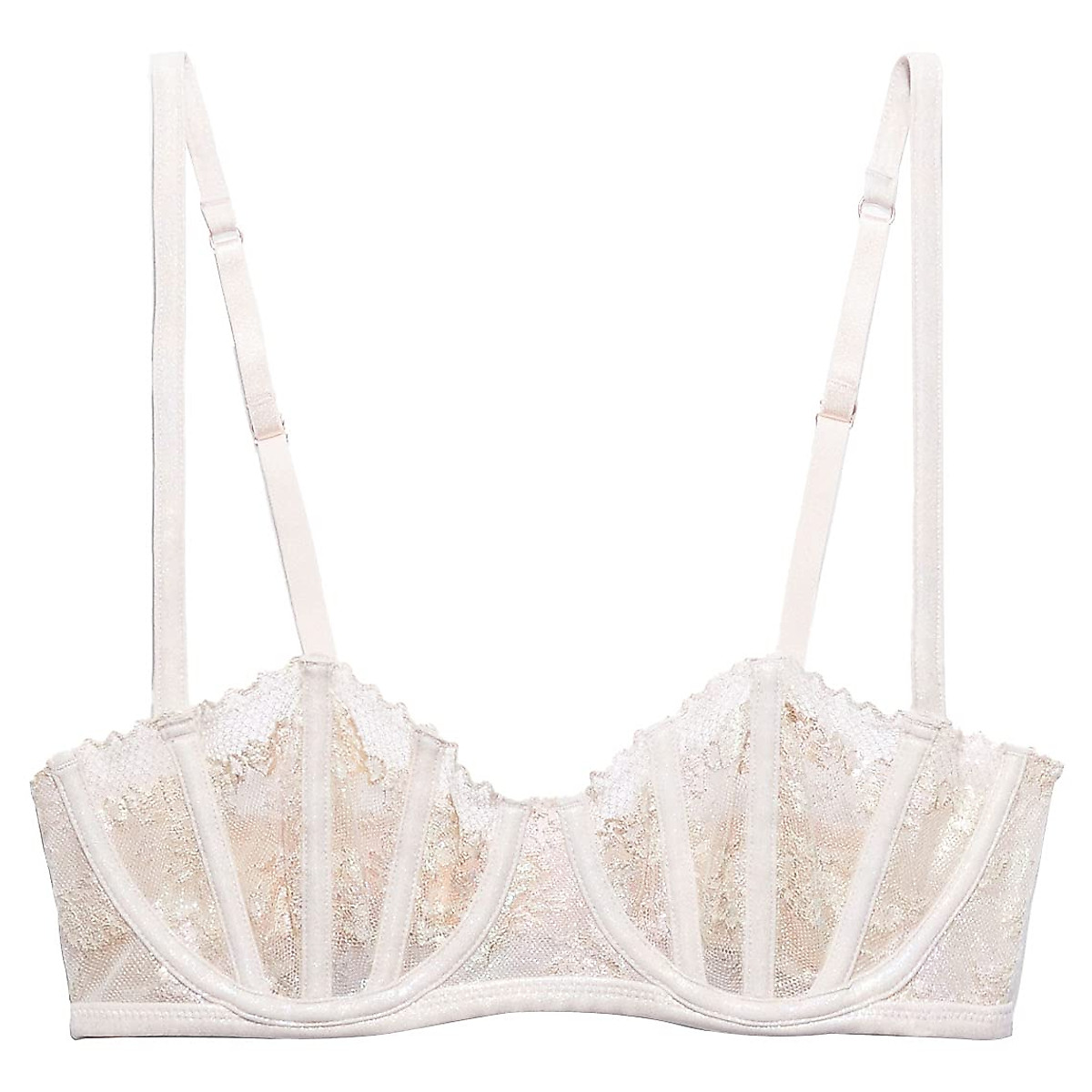 Savage X Fenty, Women's, Caged Lace Unlined Balconette Bra, Iridescent Vintage Floral Lace, 36DD