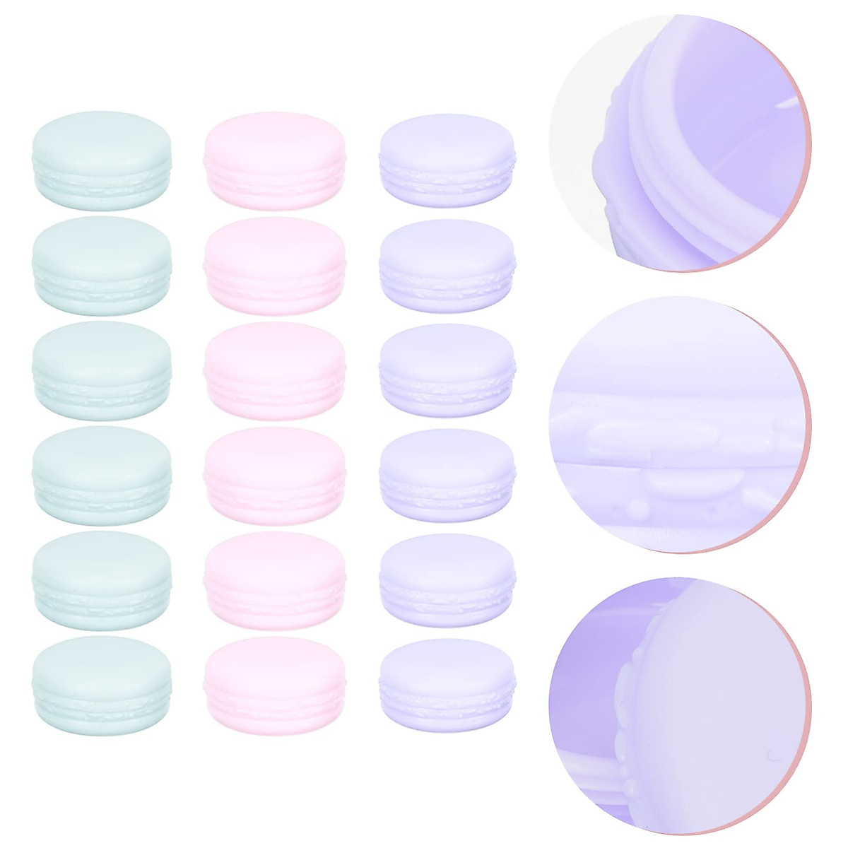 Beaupretty 30Pcs Empty Cream Jars Macaron Shaped Cream Box Lip Eye Masks Dispensing Cases 10ml Small Cosmetic Containers with Leakproof Lids for Lotion Balm Ointmen Random