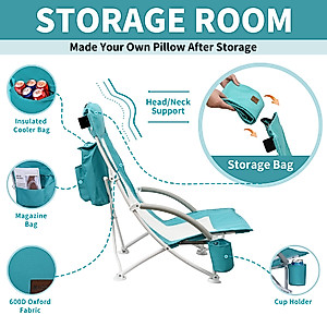 Nice C Beach Chair with Cooler and Umbrella + Low Beach Camping Chair