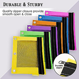 BAZIC Bright Color 3-Ring Pencil Pouch w/ Mesh Window, Case of 144 (804-144),MULTIPLE