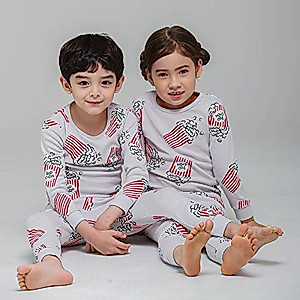 MiNi-K Baby Toddler Kids Boys Girls Sleepwear Pajamas 100% Cotton Long Sleeve 2pcs Pjs Set (Popcorn Grey, 8-9 Years)