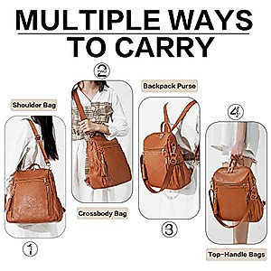 FUDYNMALC Backpack Purses for Women, Fashion Multipurpose Design Handbags and Shoulder Bag, Convertible PU Leather Travel Bag