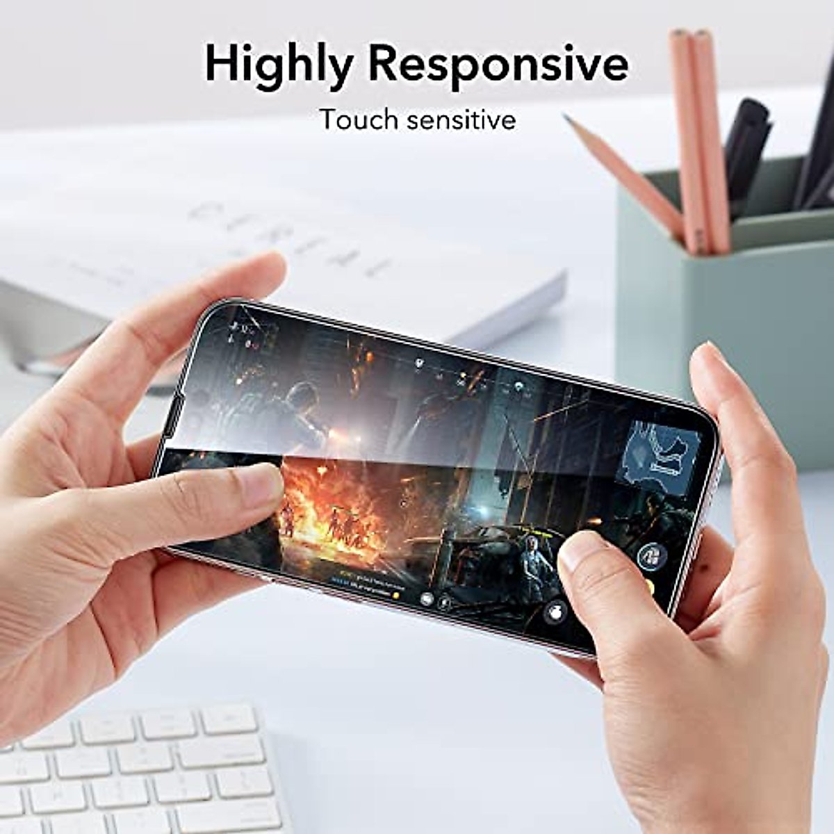 ESR Krystec Clear Case with HaloLock Compatible with iPhone 14 Pro Max Case Bundle Tempered-Glass Screen Protector Compatible with iPhone 14 Pro Max