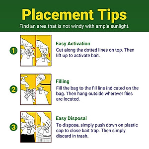 Outdoor Fly Trap Bags (5 Pack), Disposable, Hanging Fly Catcher with Bait, Outdoor Use Fly Hunter Repellent Control Catcher Killer, Flies Trap for Barn, Farm, Mosquito, Bugs, Gnats, Ready to Use