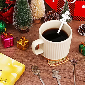 Eshylala 8 Pack Creative Christmas Spoon Stainless Steel Coffee Spoon Christmas Stirring Spoon Tea Spoon Soup Spoon, 5 Inch