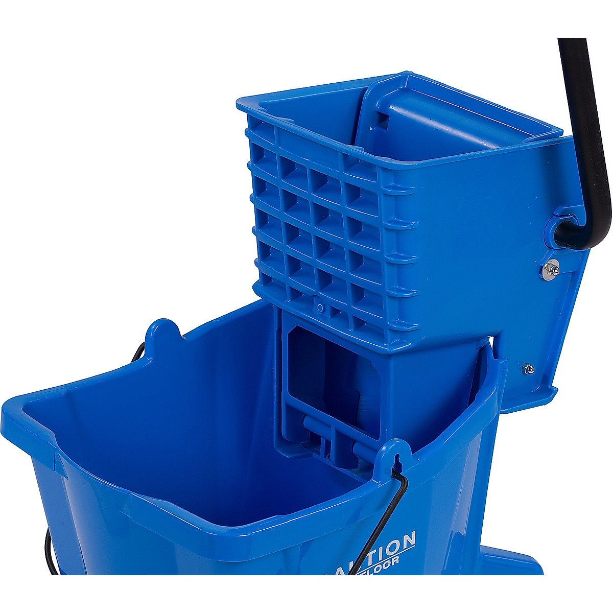 Carlisle FoodService Products Mop Bucket with Side-Press Wringer for Floor Cleaning, Restaurants, Offices, And Janitorial Use, Polyproylene, 26 Quarts, Blue