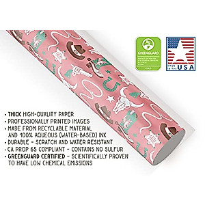 Cute Cowgirl Birthday Wrapping Paper Premium Western Gift Wrap Party Decoration Decor (6 foot x 30 inch roll), Pink