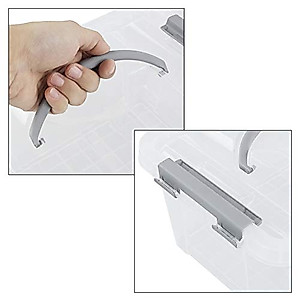 Qskely 6-Pack 6 L Plastic Storage Containers Latch Storage Box with Lids