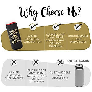 Cheers & Beers to 40 Years Slim Can Coolers, 40th Birthday Party Coolies, Set of 12, Black and Gold Thirtieth Birthday Cup Coolers, Perfect for Birthday Parties, Birthday Decorations