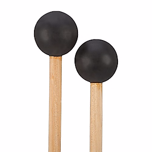 Shappy Bell Mallets Glockenspiel Sticks, Rubber Xylophone Mallet Percussion with Wood Handle, 15 Inch Long (Black)