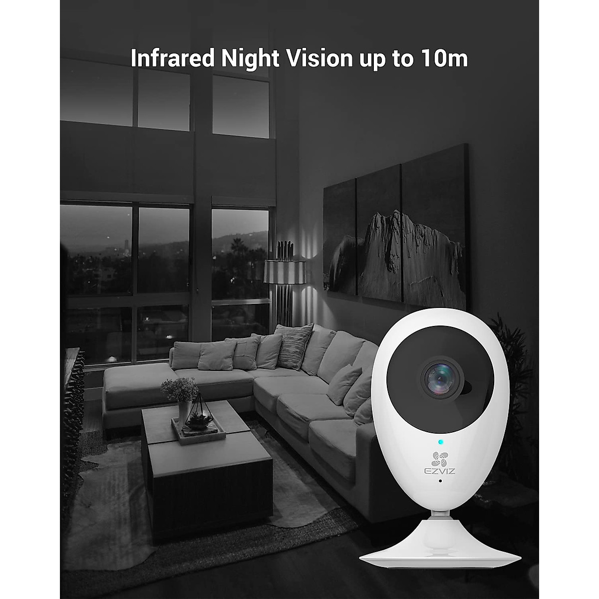 EZVIZ Indoor Security Camera 1080P, Motion Alert, Night Vision, Baby/Pet/Elder Monitoring, 135° Wide Angle, 2-Way Audio, Works with Alexa Google (CTQ2C-WH)