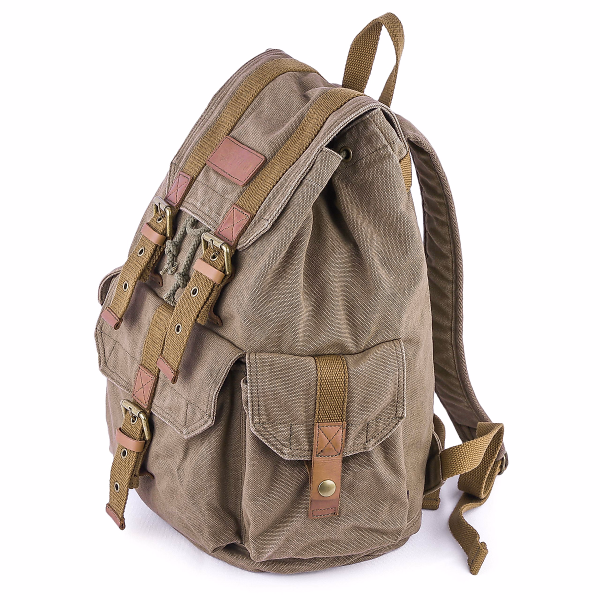 Gootium 21101AMG-S Specially High Density Thick Canvas Backpack Rucksack, Army Green Size Small